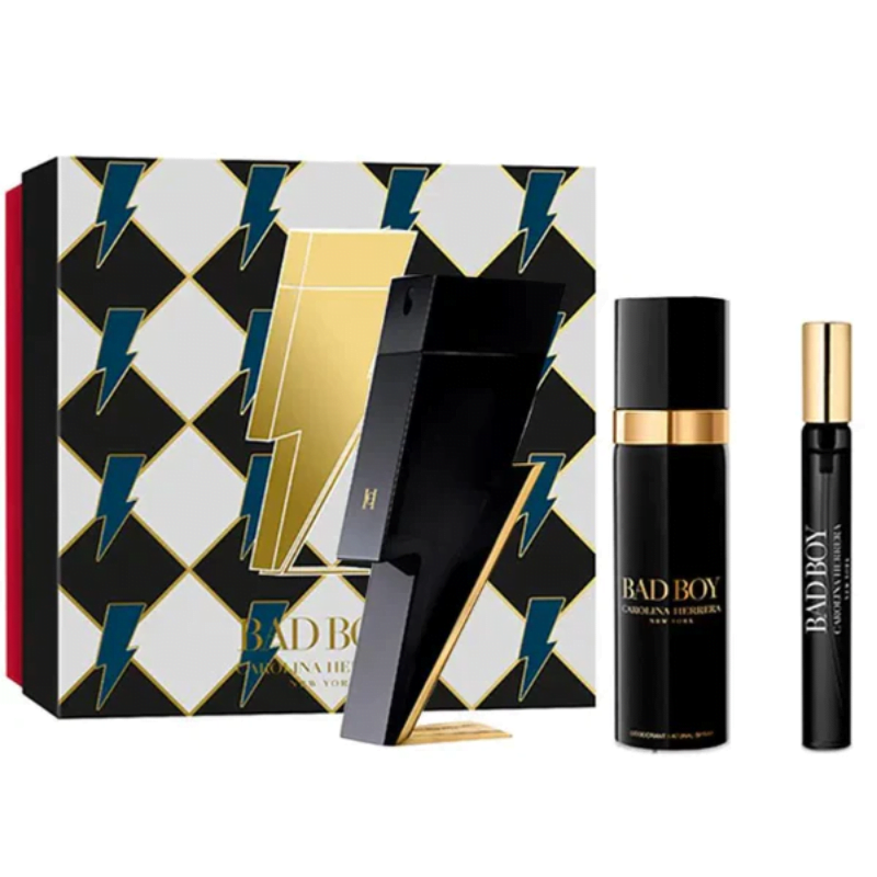 Set Carolina Herrera Bad Boy Edt 100Ml + Edt 10Ml + Deo. 100Ml Hombre ...