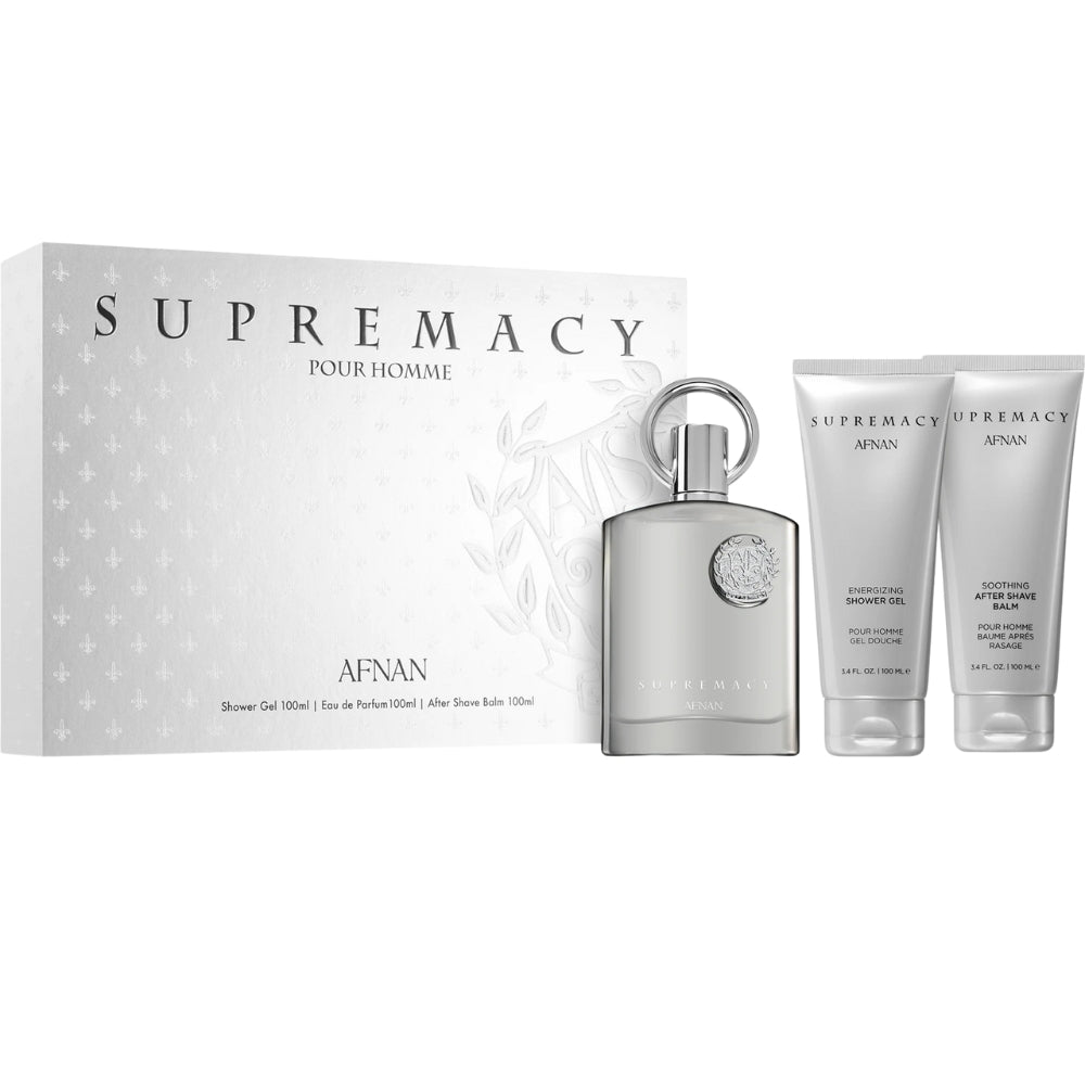 Set Afnan Supremacy Silver Pour Homme Edp 100Ml+SG+ASH - Yauras Perfumería